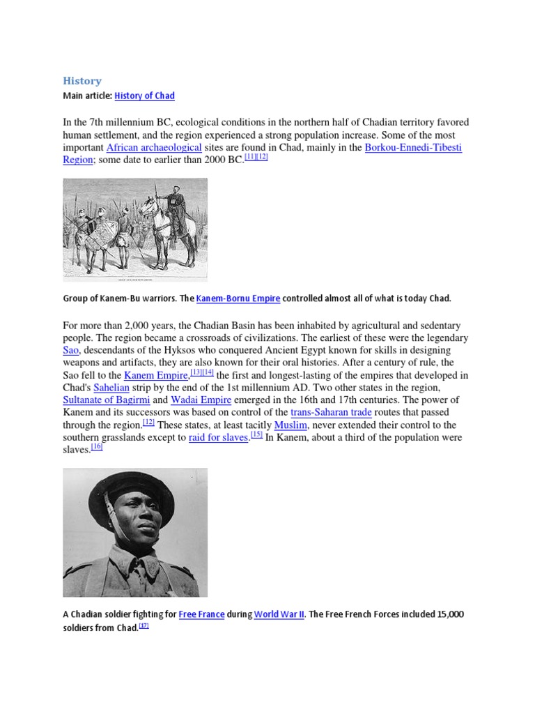 History of Chad from Ancient Times to Independence | PDF | Chad | Afro ...