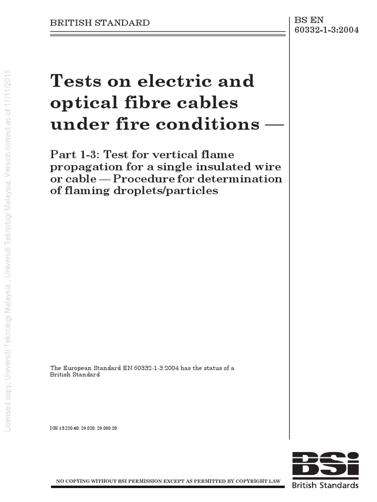 BS en 60332-1-3-2004 | PDF | International Electrotechnical Commission ...