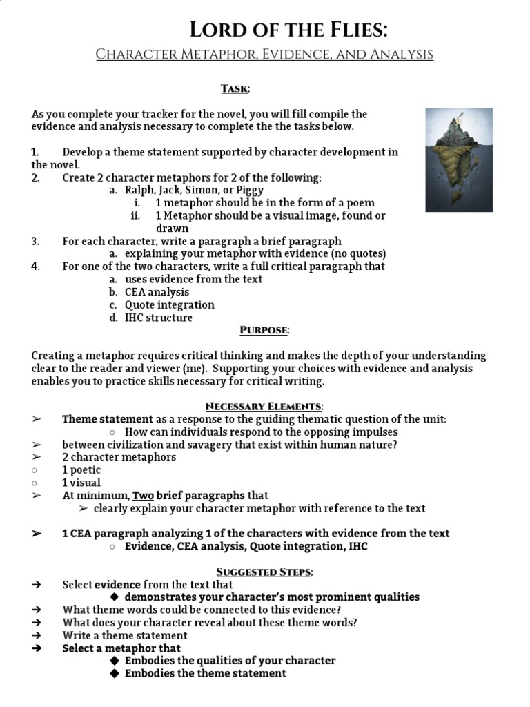 Lotf Character Metaphor Project | PDF | Metaphor | Poetry