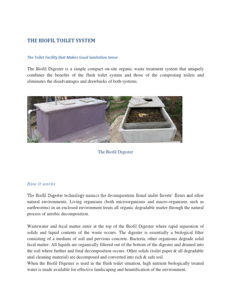 Biofil Toilet System Works | PDF | Toilet | Anaerobic Digestion