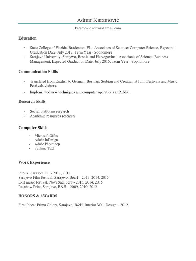 Admir Karamović: Education & Skills Profile | PDF