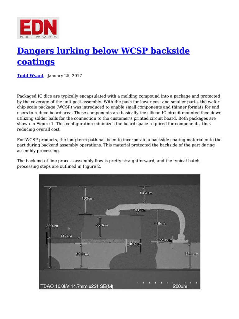 Dangers Lurking Below WCSP Backside Coatings | PDF | Integrated Circuit ...