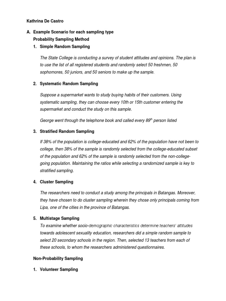 Kathrina de Castro - Research | PDF | Stratified Sampling | Sampling (Statistics)
