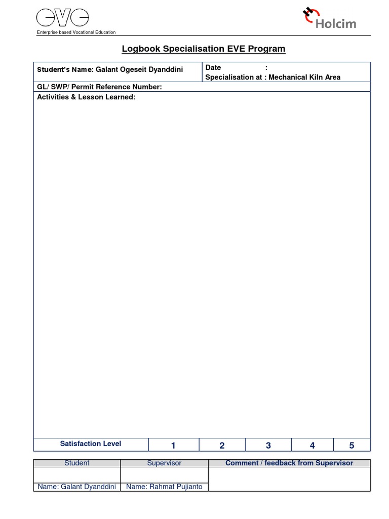Logbook Specialization EVE Program | PDF | Further Education