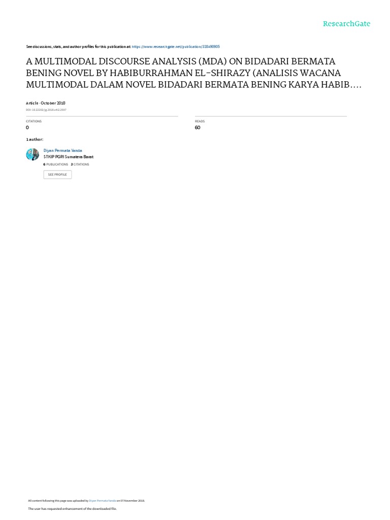 A Multimodal Discourse Analysis Mda On Bidadari Be | PDF | Social Science