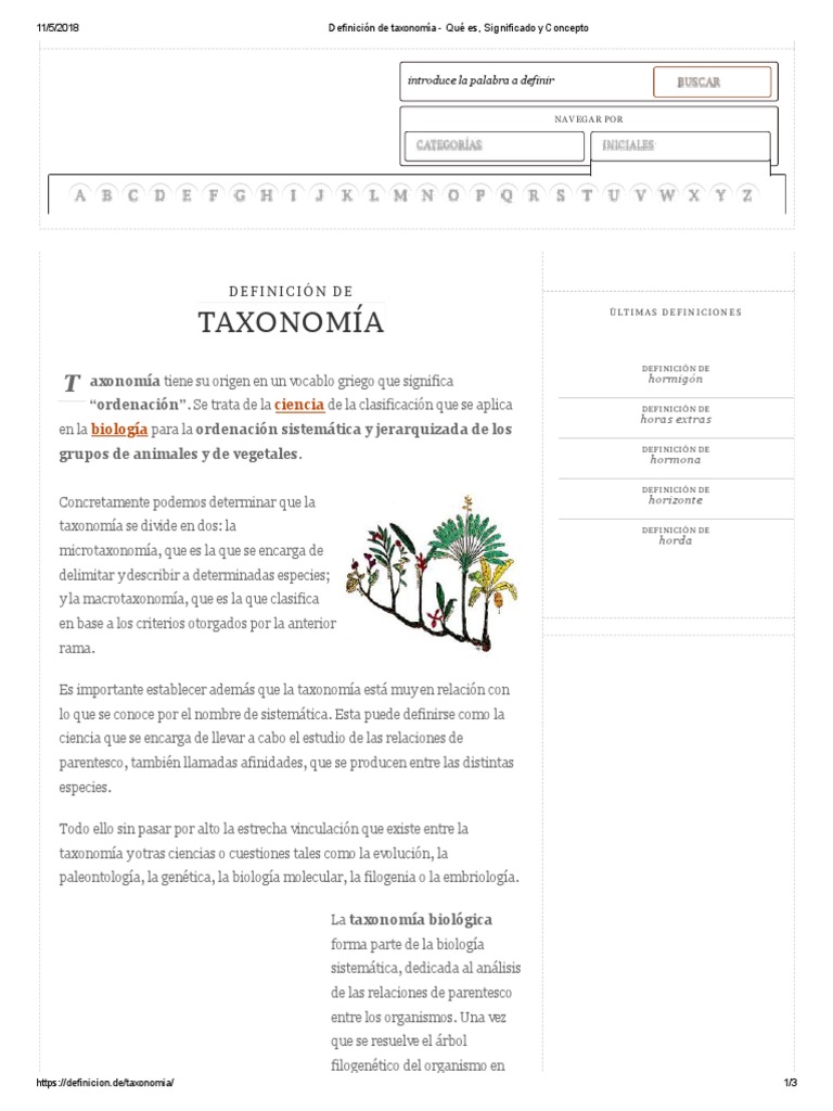 Definición de taxonomía - Qué es, Significado y Concepto.pdf ...