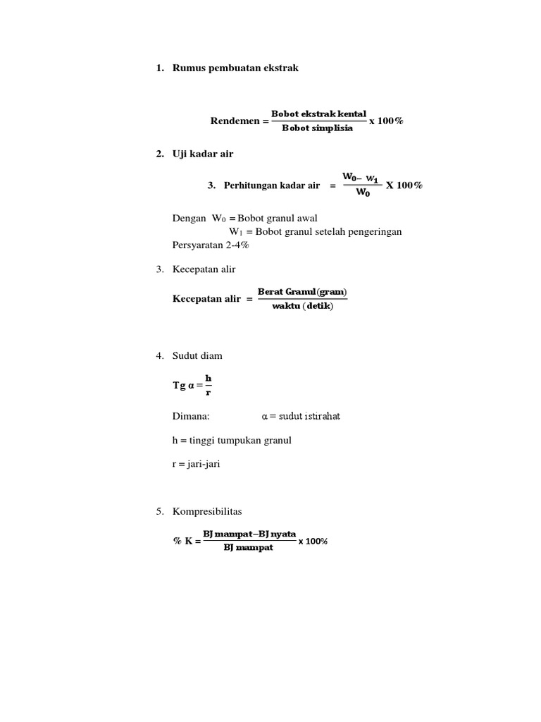 Rumus Pembuatan Ekstrak | PDF