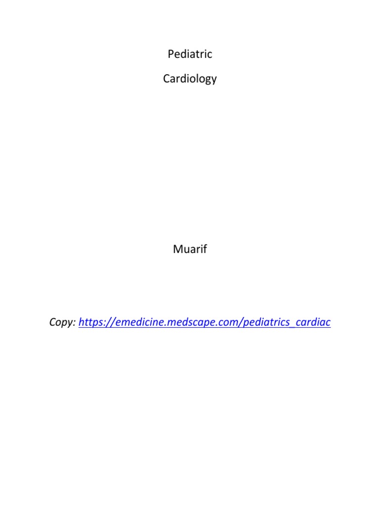Pediatric Cardiology | PDF | Congenital Heart Defect | Ventricle (Heart)