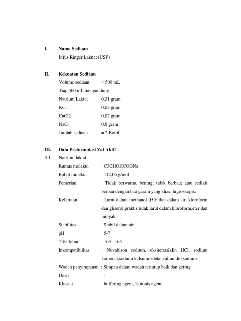 Infuse Ringer Laktat USP | PDF