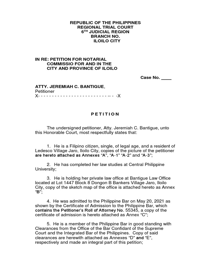 Republic of The Philippines Regional Trial Court 6 Judicial Region ...
