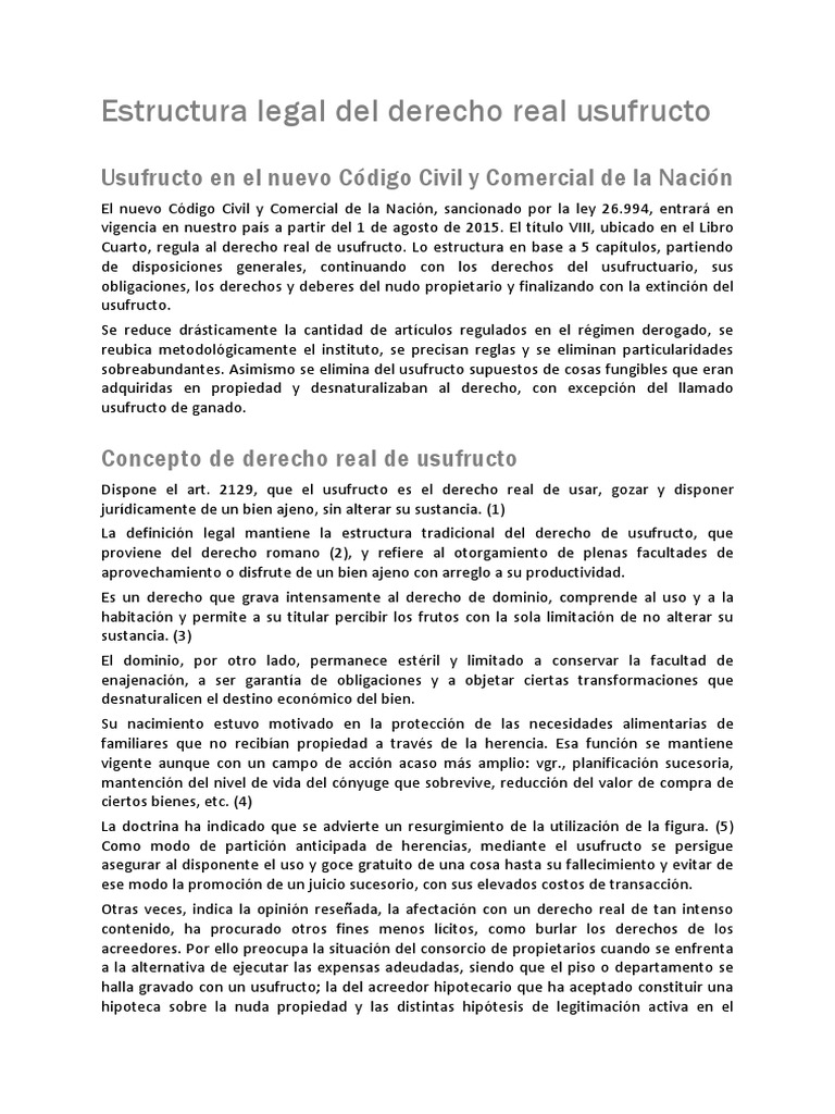 4d.C2 Estructura Legal Del Derecho Real Usufructo | PDF | Propiedad ...