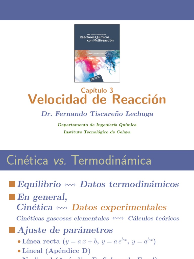 Velocidad de Reacci On: Dr. Fernando Tiscare No Lechuga | PDF | Cinética química | Velocidad de ...