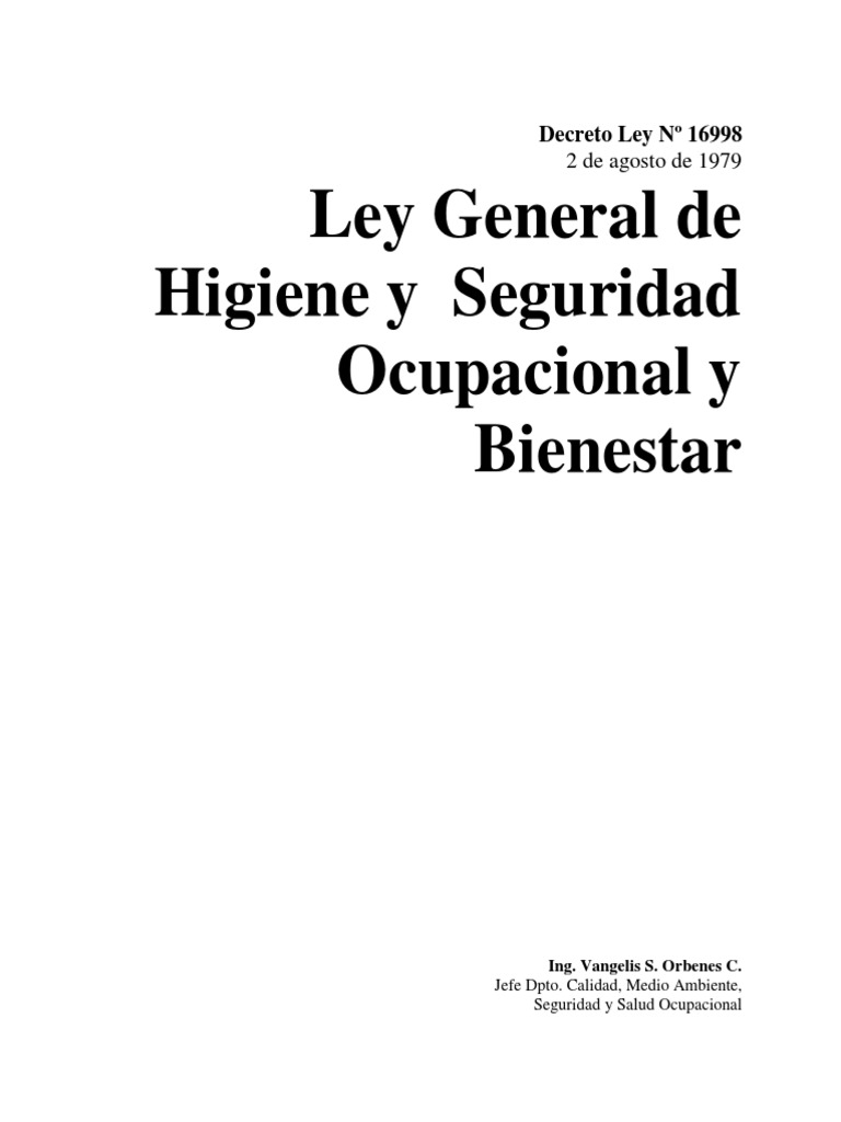 Ley General de Higiene y Seguridad Ocupacional y Bienestar VO | PDF | Seguridad | Derecho laboral