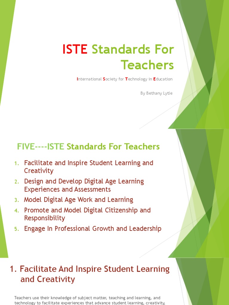 Iste Standards For Teachers Final Project Bethany Lytle | PDF ...