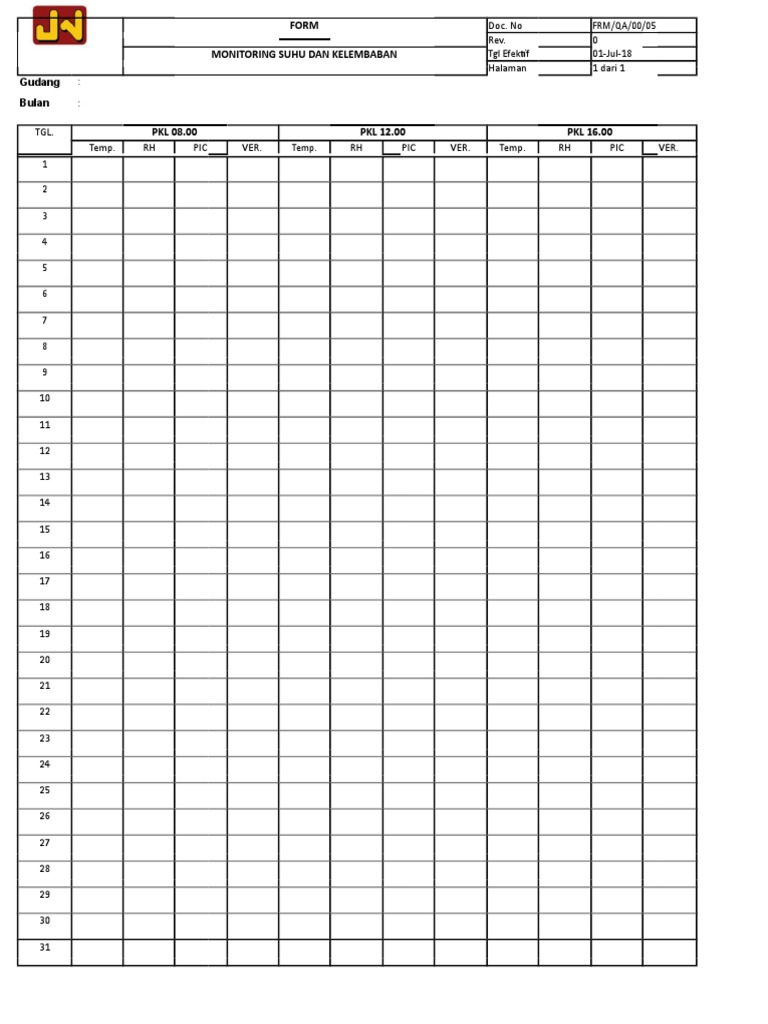 Form Monitoring Suhu | PDF