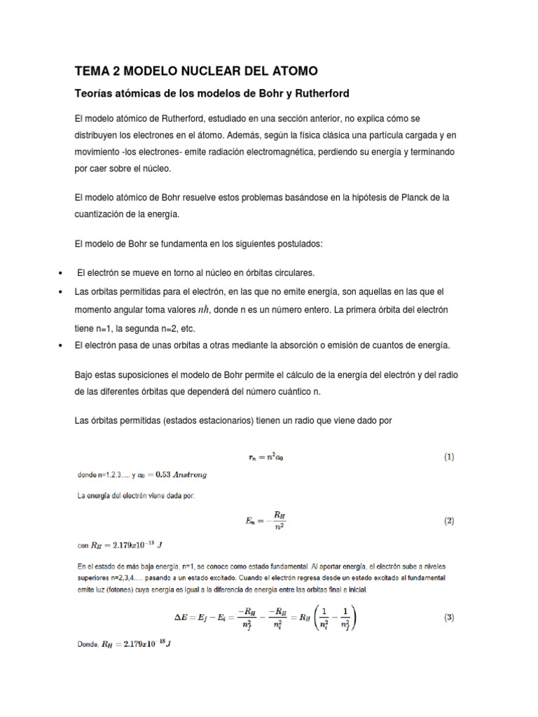 Tema 2 Modelo Nuclear Del Atomo | PDF | Átomos | Núcleo atómico