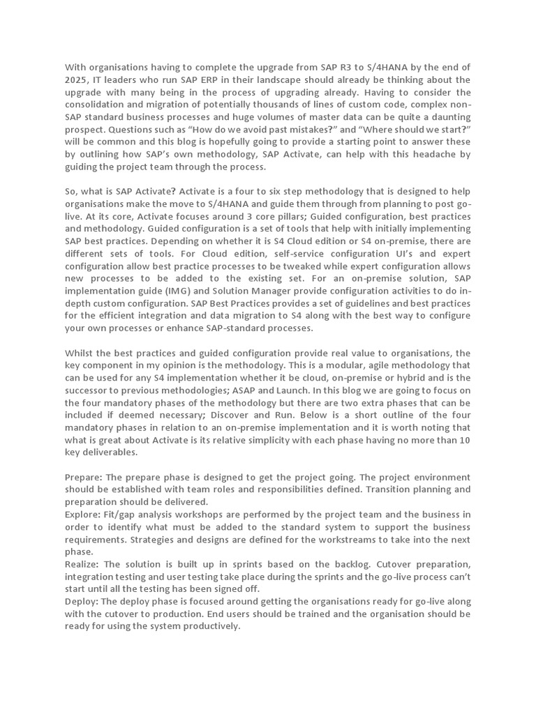 How To Use SAP Activate | PDF | Sap Se | Software Development Process