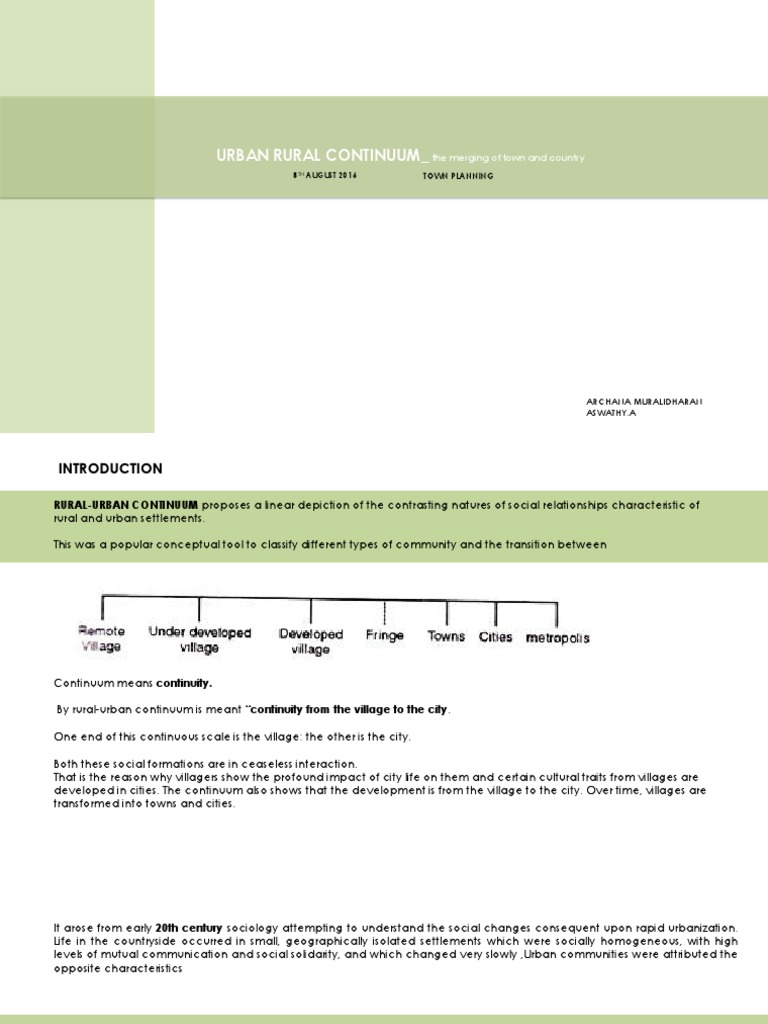 Urban Rural Continuum - : The Merging of Town and Country | PDF | City ...