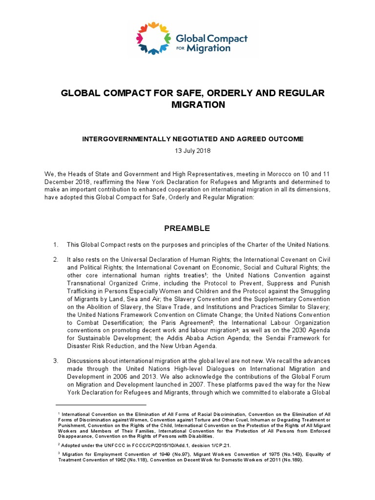 Agreed Outcome Global Compact For Migration | PDF