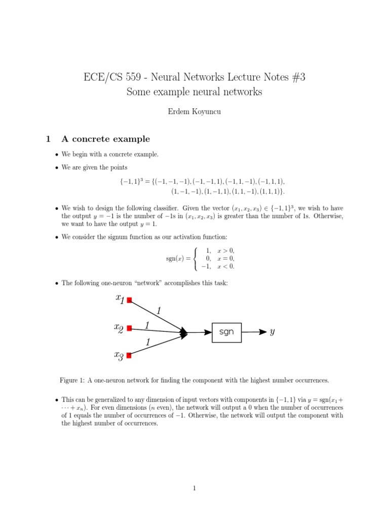 ECE/CS 559 - Neural Networks Lecture Notes #3 Some Example Neural ...