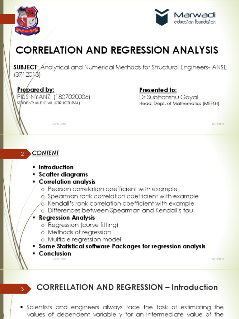 Correlation, Regression Analysis in Civil Engineering | PDF | Correlation And Dependence ...