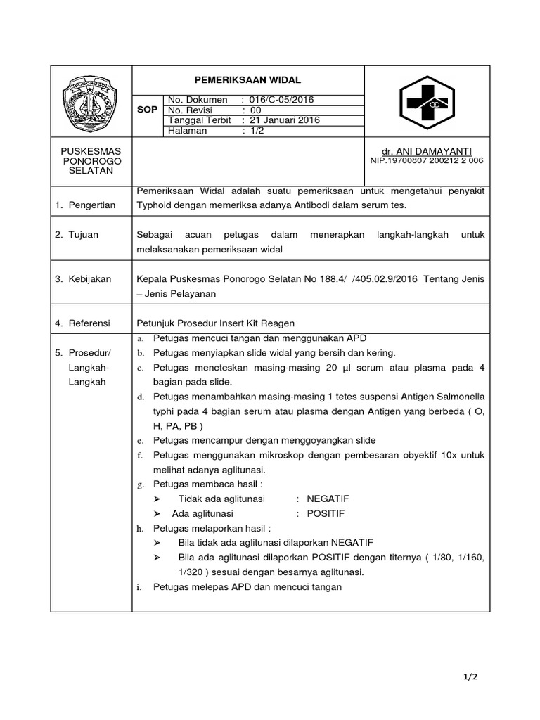 Pemeriksaan Widal | PDF