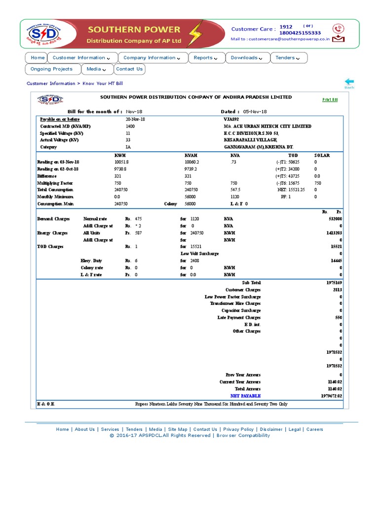 Southern Power Distribution Corporation of AP LTD | PDF | Electric ...