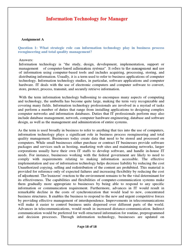 Information Technology For Managers (Strategic) | PDF | Network ...