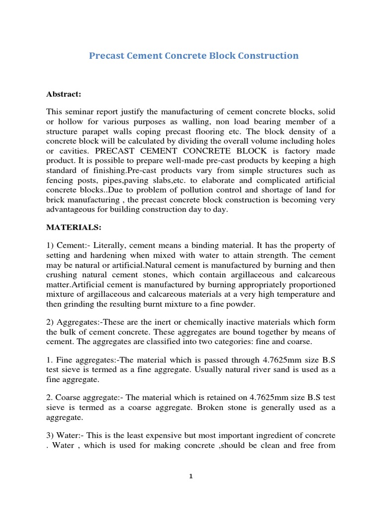 Precast Concrete Block Guide | PDF | Precast Concrete | Concrete