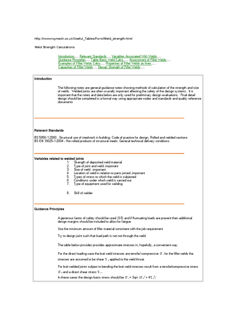 Weld strength calculations guide | PDF | Bending | Stress (Mechanics)