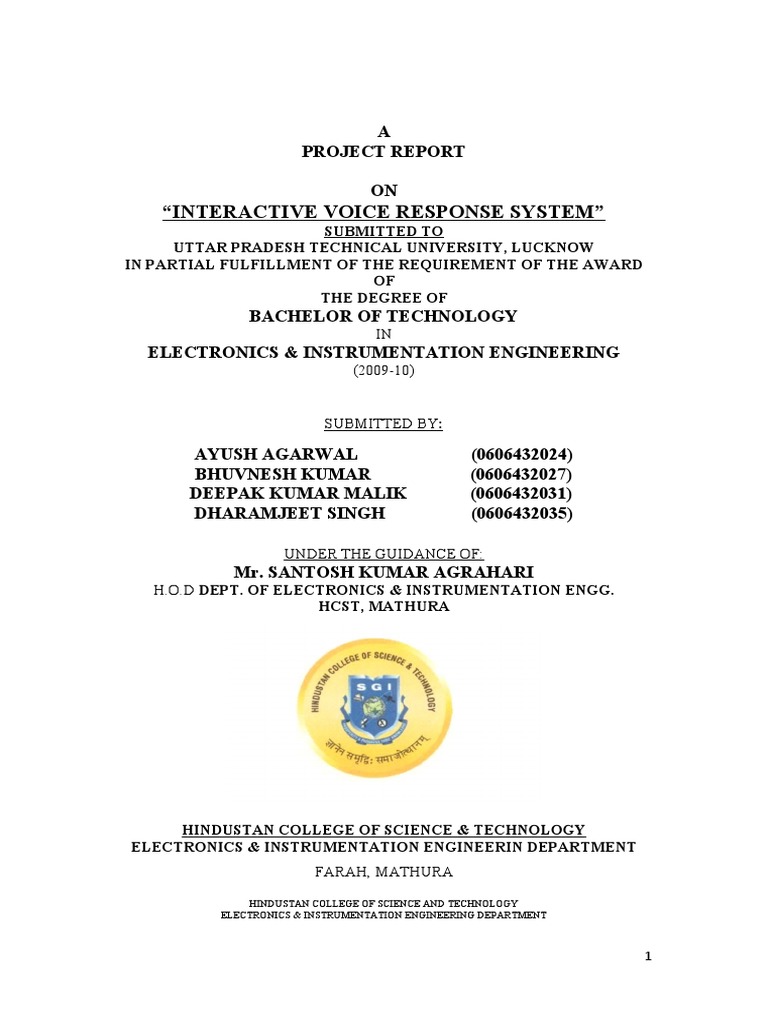 Interactive Voice Response System Report | PDF | Telecommunications ...