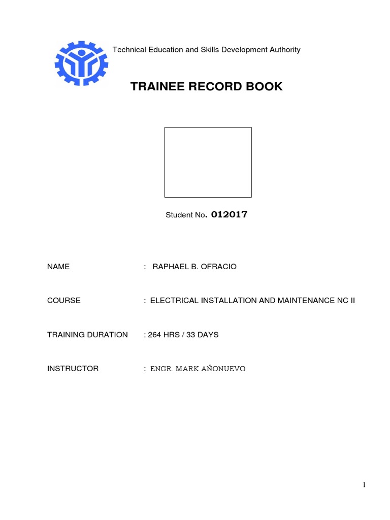 Trainee Record Book: Technical Education and Skills Development ...