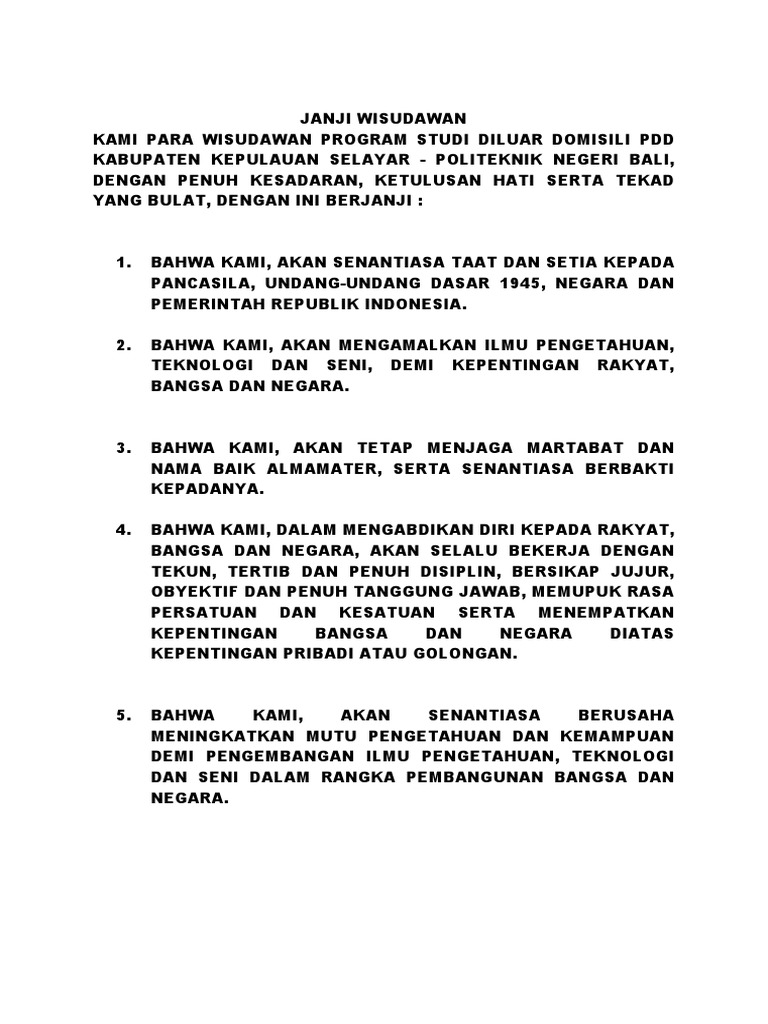 Janji Wisudawan | PDF