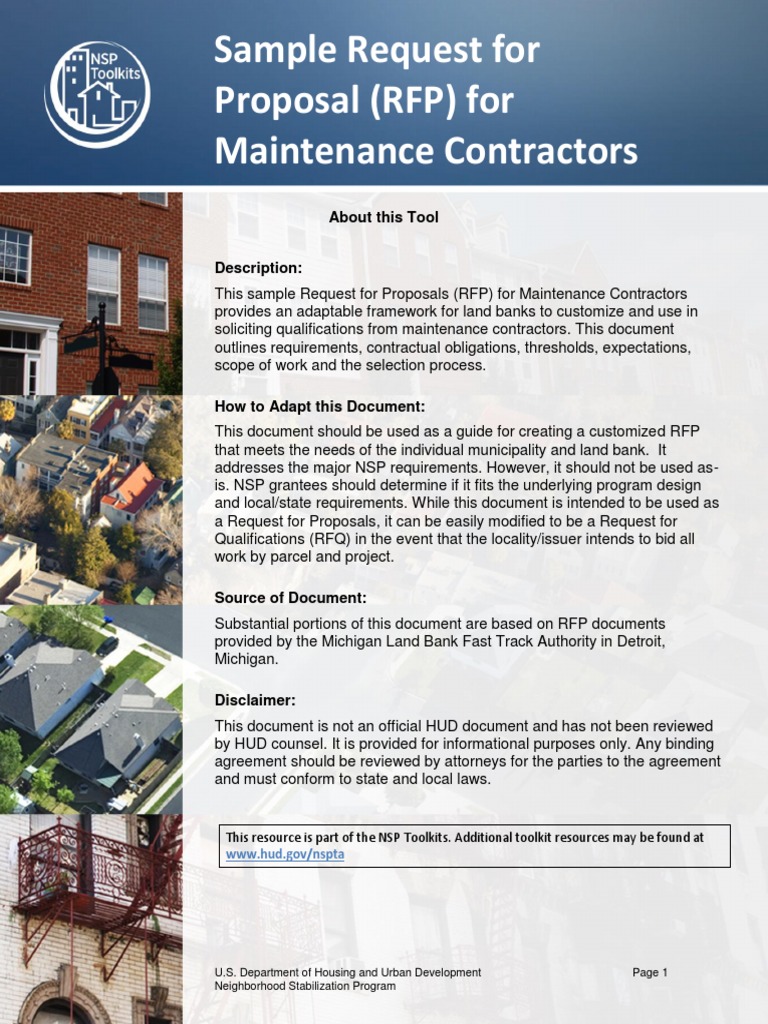 Sample RFP For Maintenance Contractors | PDF | Request For Proposal ...