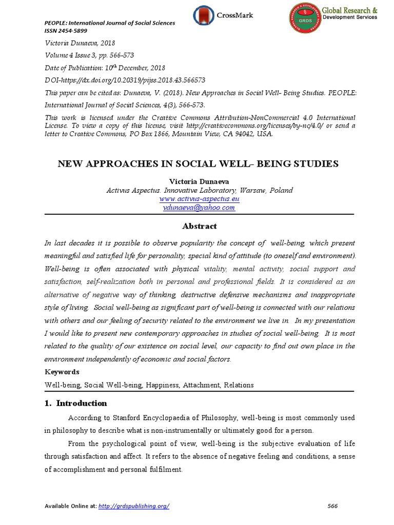 New Approaches in Social Well - Being Studies | PDF | Attachment Theory | Extraversion And ...
