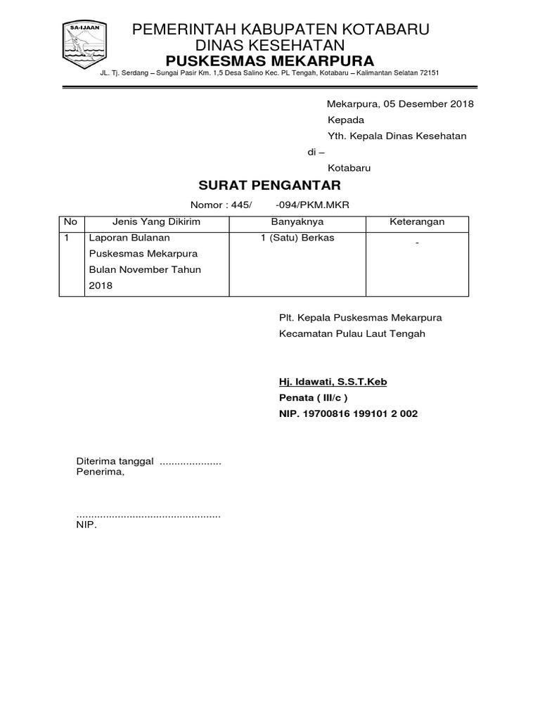 Surat Pengantar Lap Bul | PDF