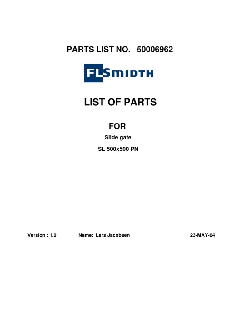 List of Parts | PDF | Specification (Technical Standard) | Screw