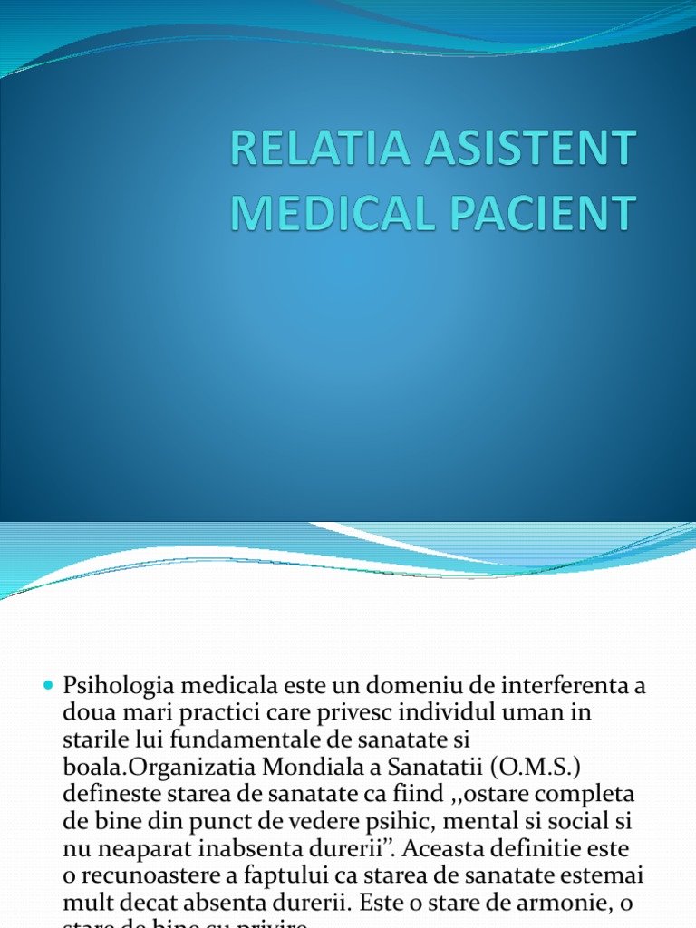 Relatia Asistent Medical Pacient | PDF