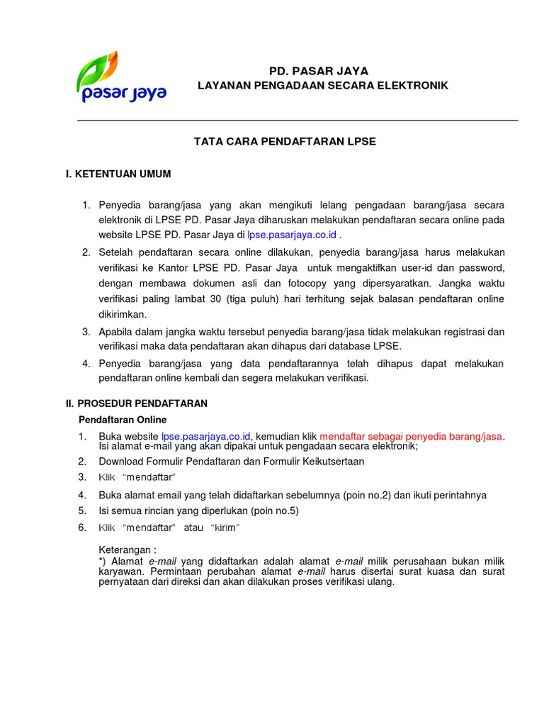 Tata Cara Pendaftaran LPSE. | PDF