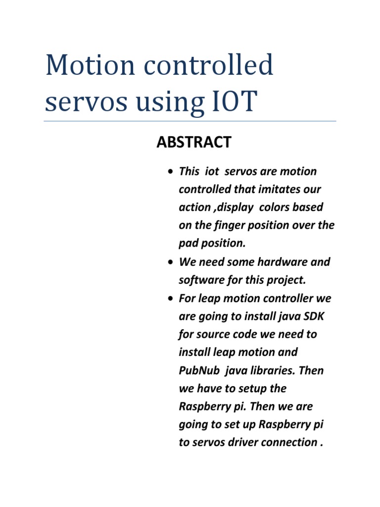 Motion Controlled Servos Using IOT-1 | PDF