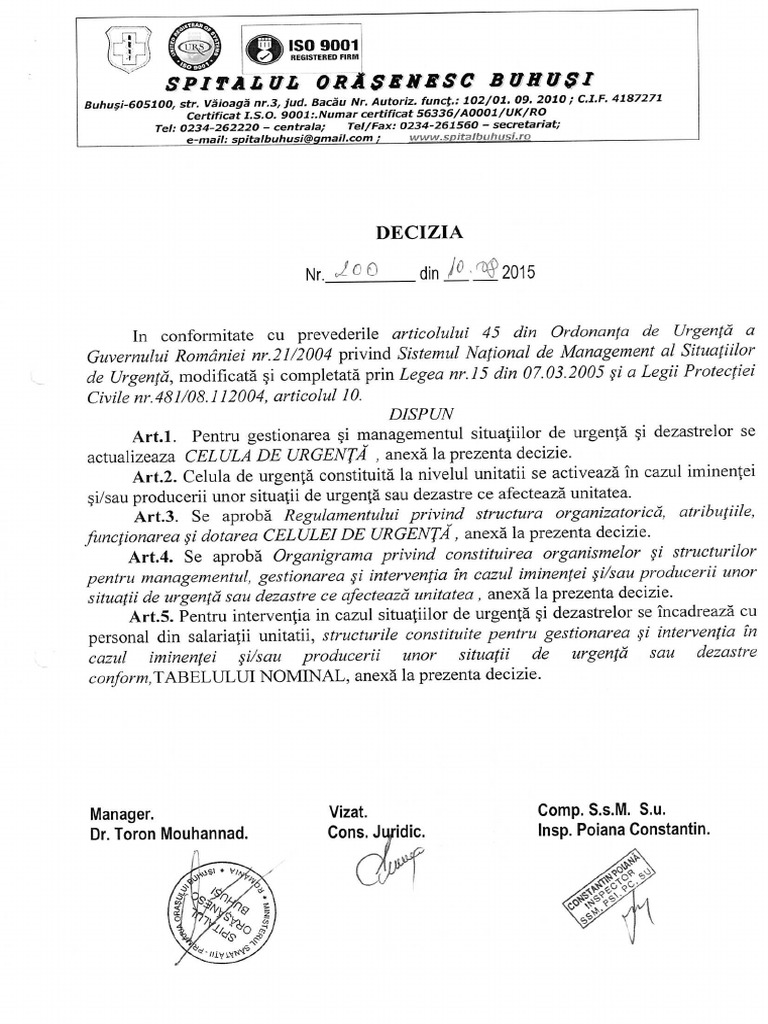 Celula de Urgenta Spital Simpla | PDF