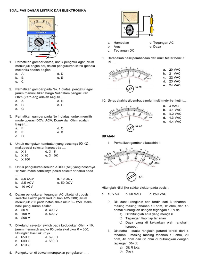 Soal Ulangan Dasar Listrik Dan Elektronika | PDF