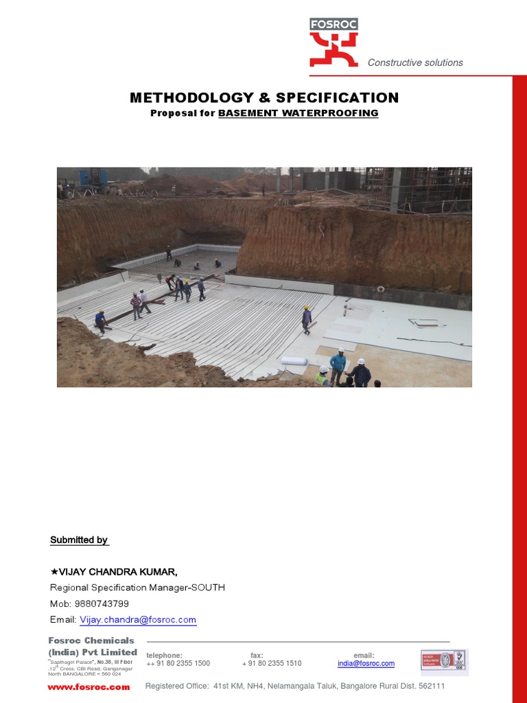 Methodology For BASEMENT WP Fosroc Membrane HDPE P PDF | PDF | Adhesive ...
