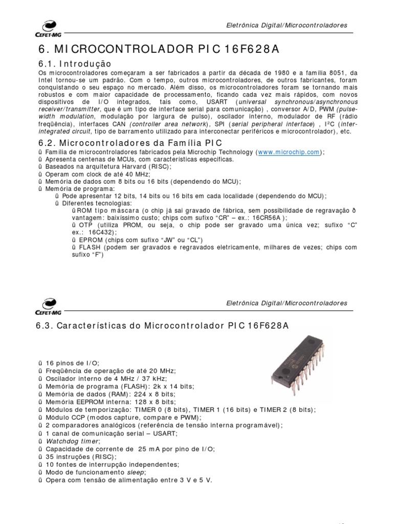 6-Caracteristicas PIC16F628A | PDF | Entrada/Saída | Microcontrolador