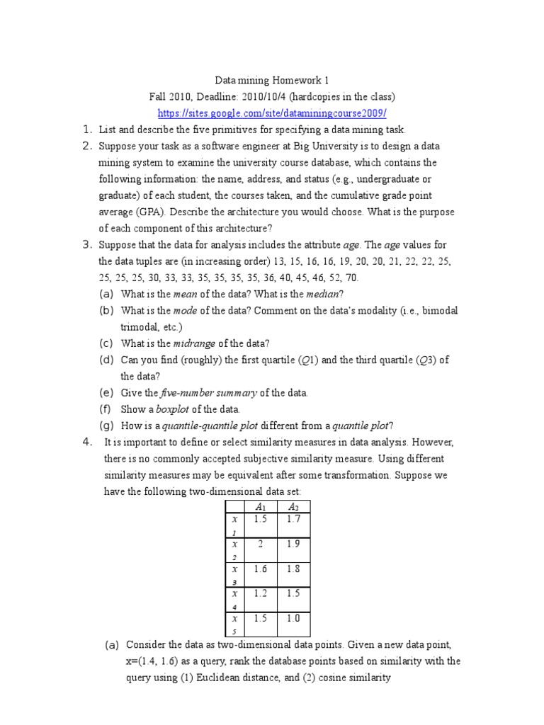 Data Mining Homework 1 Pdf Principal Component Analysis Data
