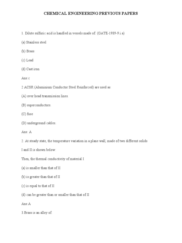 Chemical Engineering Previous Papers PDF 7894 | PDF | Polymerization ...