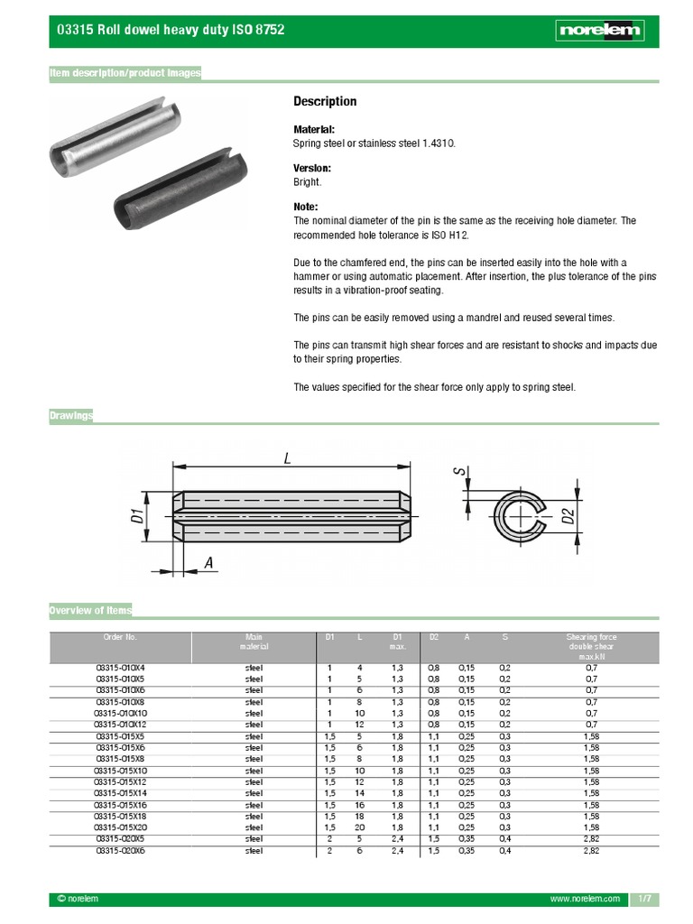 ISO 8752 Pin | Steel | Materials