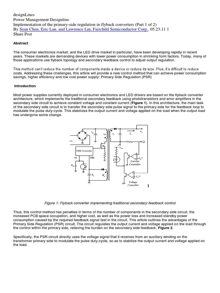 Implementation of PSR in Flyback Converters | PDF | Power Supply | Feedback