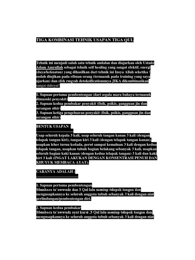 Tiga Kombinasi Tehnik Usapan Tiga Qul | PDF