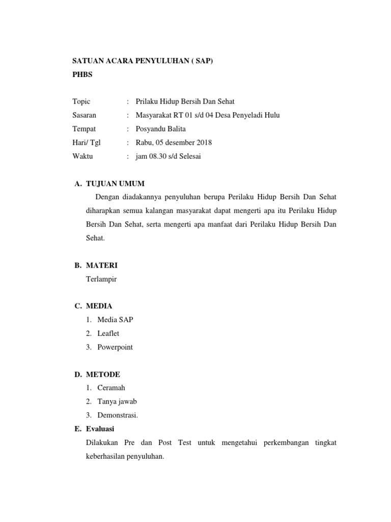 SAP PHBS 10 Indikator | PDF